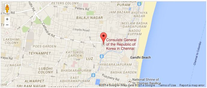 Location/Contact | Consulate General of the Republic of Korea in Chennai